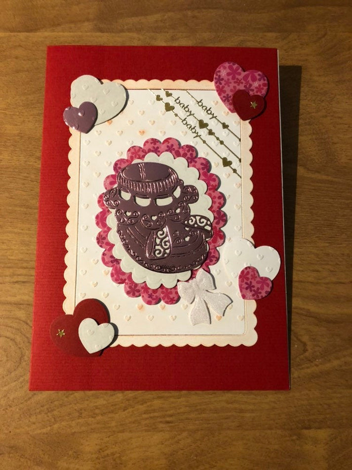 Red New Baby Congratulations Card Handmade – NGB Crafts and Supplies