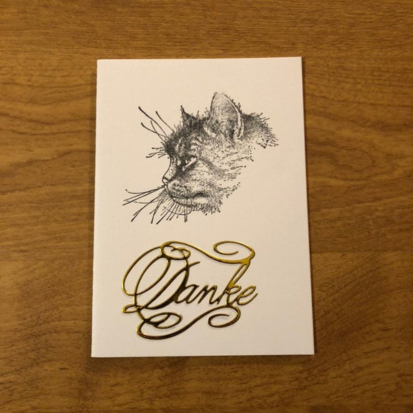Katze Danke Handgemacht Deutsche Karte Cat Thank You German Handmade C ...